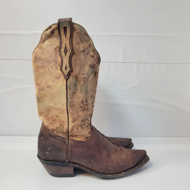 BOULET MENS WESTERN Cowboy Boots Distressed Brown Pointed Toe Boots ...