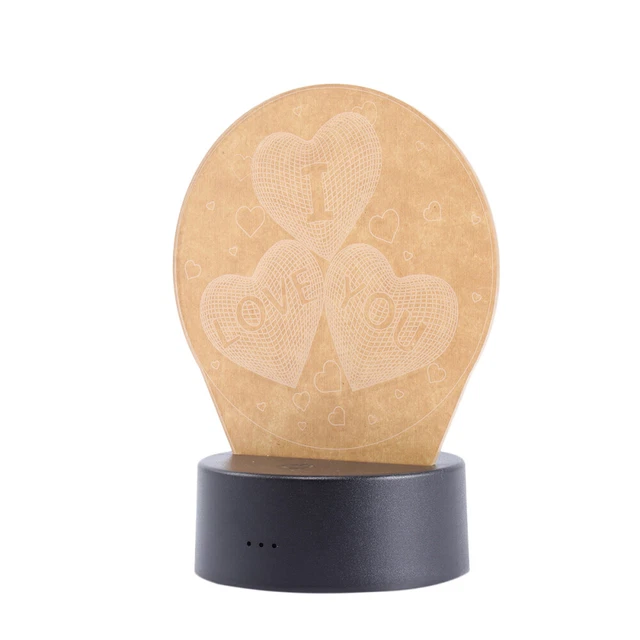 ACRYLIC HEART 3D LED Lamp for Kids - Touch Control USB Night Light £13. ...