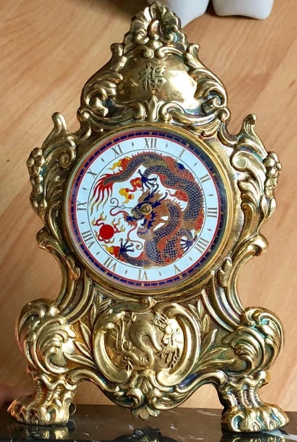 RARE ANTIQUE BAUTTE Clock Chinese Qing Dynasty Gilt Silver Fancy Enamel ...