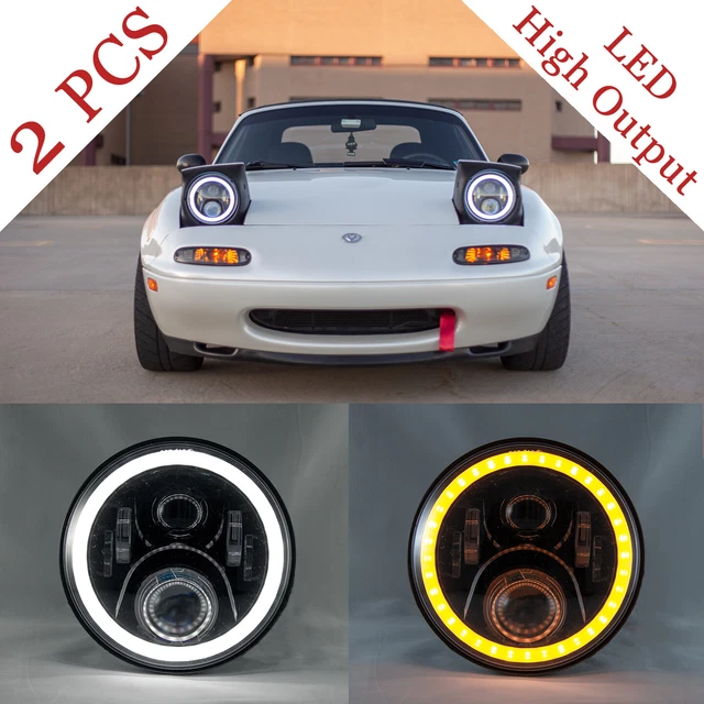 PHARES NA MIATA (paire) Mazda MX-5 MX5 LED 7" Plug N' Play large halo ...