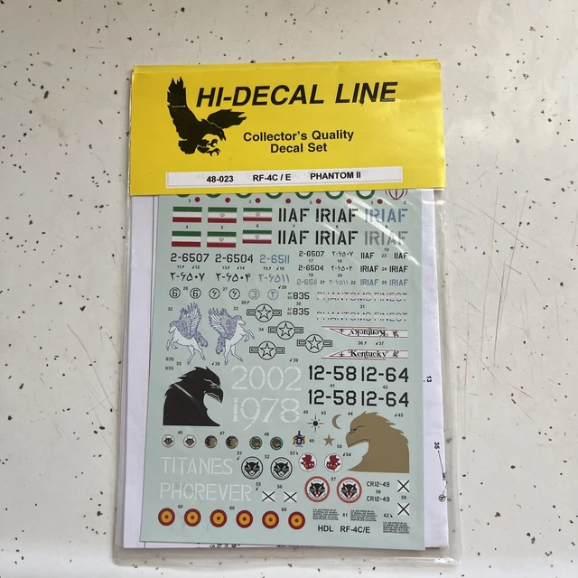 HI-DECAL LINE 48-023 RF-4C/E Phantom II 1/48 Scale Model Kit Decals $9. ...