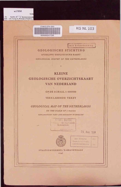 GEOLOGICAL MAP OF the Netherlands on the Scale of 1:600.000. Geological ...