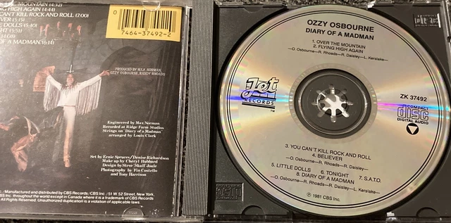 IZZY OSBOURNE DIARY Of A Madman Cd Jet Records Zk 37492 (1981) Rock ...