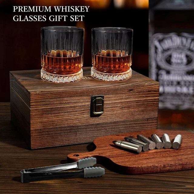 WHISKEY GIFTS FOR Men – Whiskey Glasses Set with 6 Stainless Steel ...