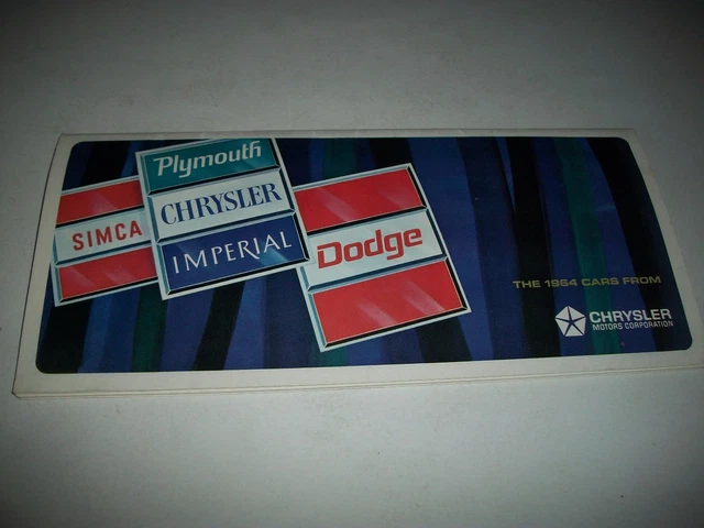 1964 DODGE CHRYSLER Plymouth Simca Full Line Car Sales Brochure $13.45 ...