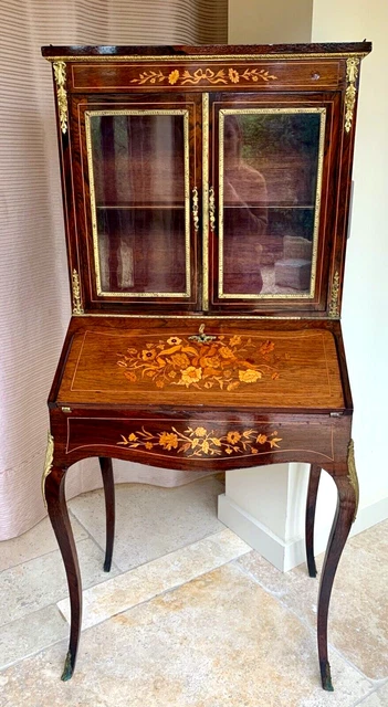 BONHEUR DU JOUR de style Louis XV d'époque XIXe en marqueterie EUR 550,00 - PicClick FR