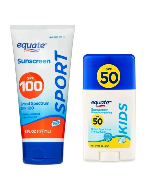 EQUATE PROTECTOR SOLAR, FPS 100 Crema Deportiva y FPS 50 Stick Set ...