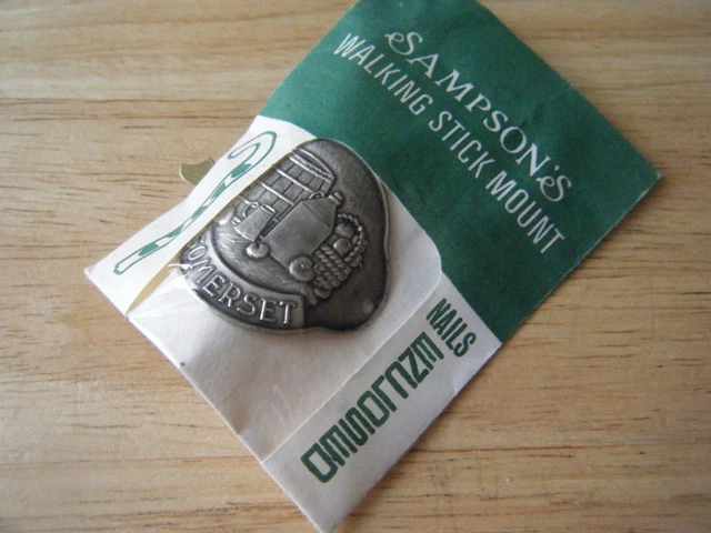 VINTAGE WALKING STICK Mount Souvenir Badge By Sampson's, Somerset £4.50 ...