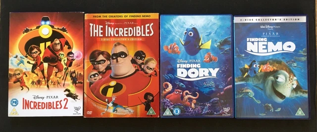 DISNEY PIXAR ANIMATED movie bundle Incredibles I & II and Finding Nemo ...