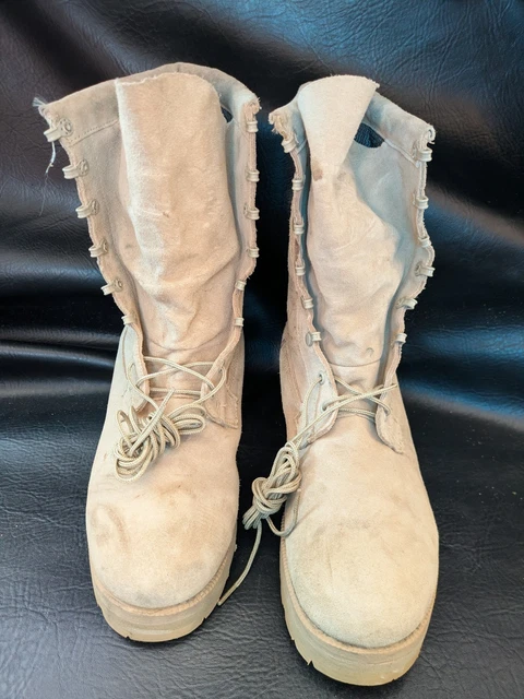 WELLCO DESERT TAN Combat Boots Military 11.5 R Vibram Soles USA 293-105 ...