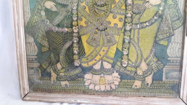 HINDU GODDESS SREE Radha Rukmani & Lord Krishna Antique VTG Old Jigna ...