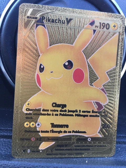 CARTE POKÉMON DORÉE - FRANCE - Neuve - Pikachu V - PV190 - 186/185 EUR ...