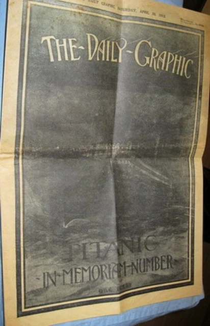 1912 TITANIC NEWSPAPER Daily Graphic Vintage Retro Disaster Antique Old ...