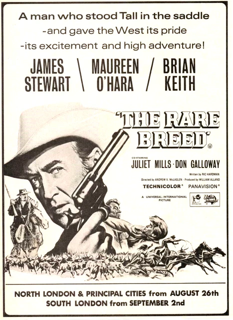 FILM MAGAZINE ADVERT the Rare Breed James Stewart Maureen O'Hara Brian ...