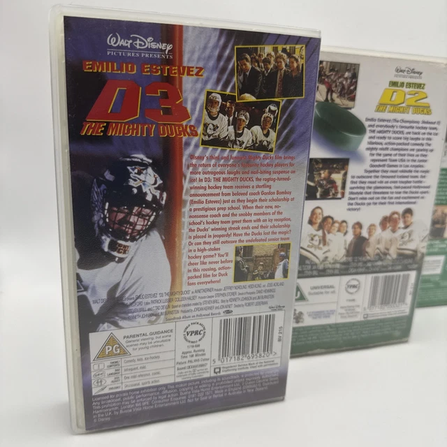THE MIGHTY DUCKS Movie Lot D1 D2 D3 VHS Video Tapes Walt Disney Emilio ...