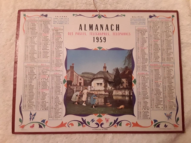 CALENDRIER PTT - Almanach des postes 1959 - chacun sa part EUR 10,00 ...