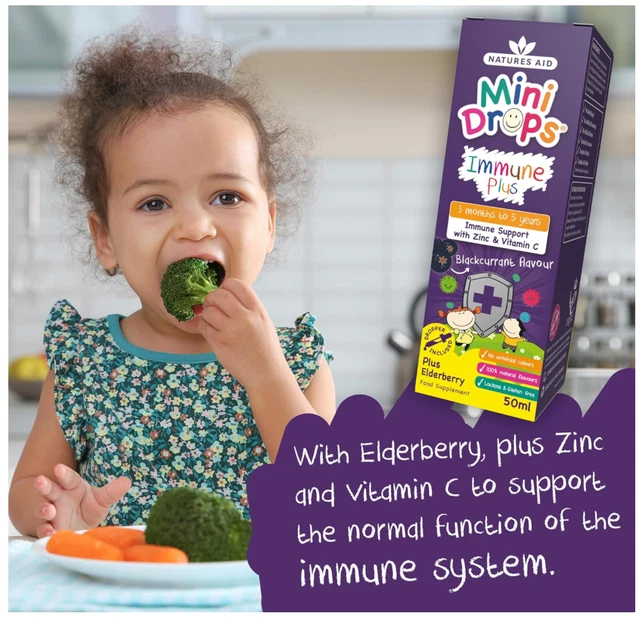 NATURES AID MINI Drops IMMUNE PLUS For 0-5 Years | Blackcurrant Flavour - 50ml £13.97 - PicClick UK