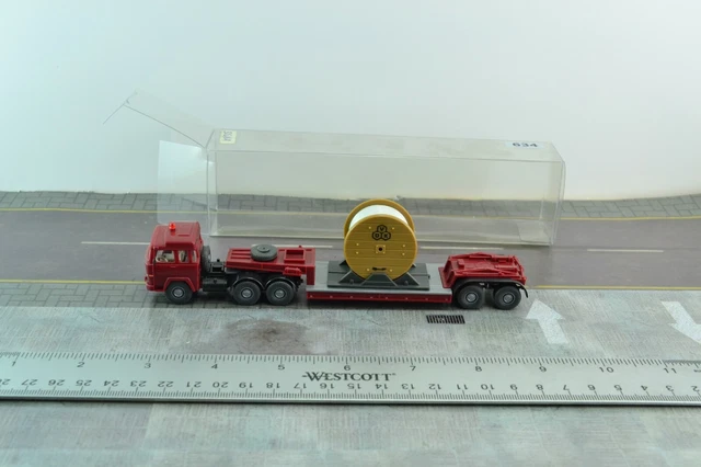 WIKING MAGIRUS TRACTOR Trailer w/ Wire Spool Load Burgundy HO 1:87 ...
