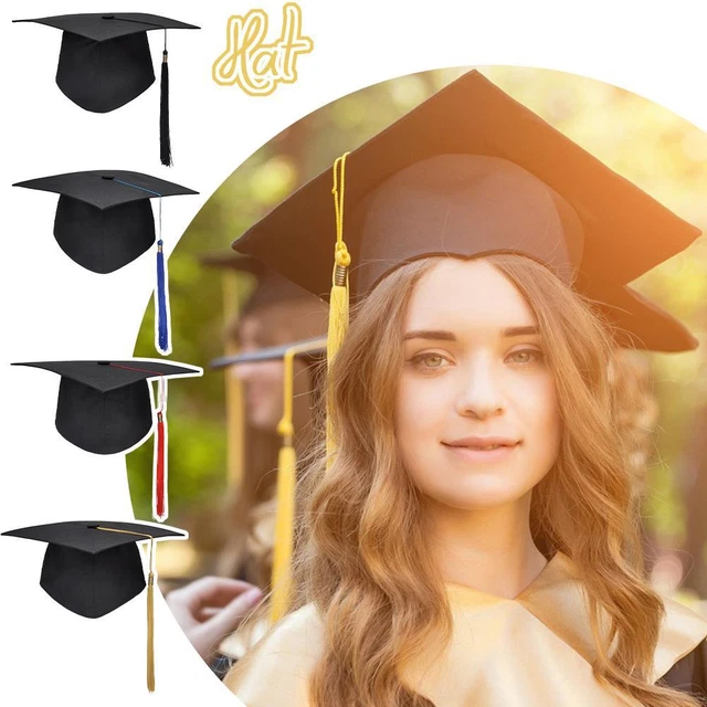 GRADUATION MORTARBOARD MASTER'S Fitted Black Cap 0101 Academic Gown Hat ...