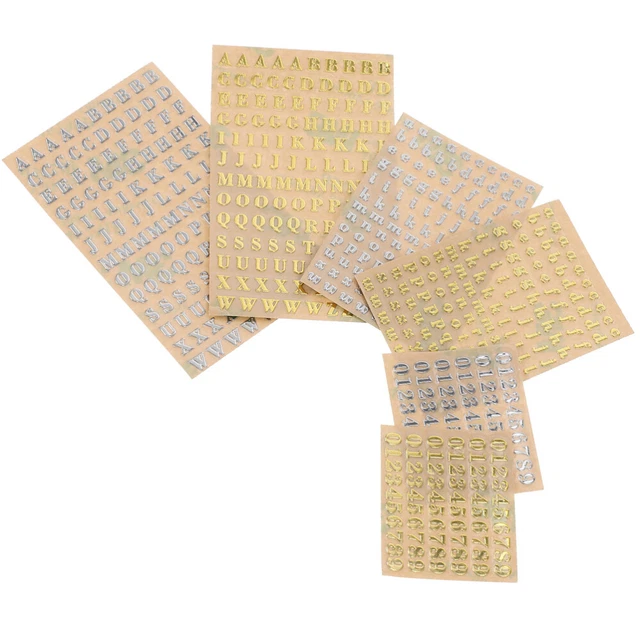 6 SHEETS ADESIVI Alfanumerici Etichette Adesive Adesivo Per Lettera EUR ...