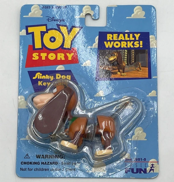 NEW 1996 BASIC Fun Disney Toy Story Slinky Dog KeyChain Really Works ...