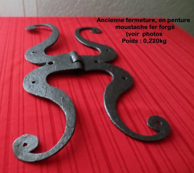 ANCIENNE FERMETURE PENTURE Moustache En Fer Forge Main - Verrou Loquet ...