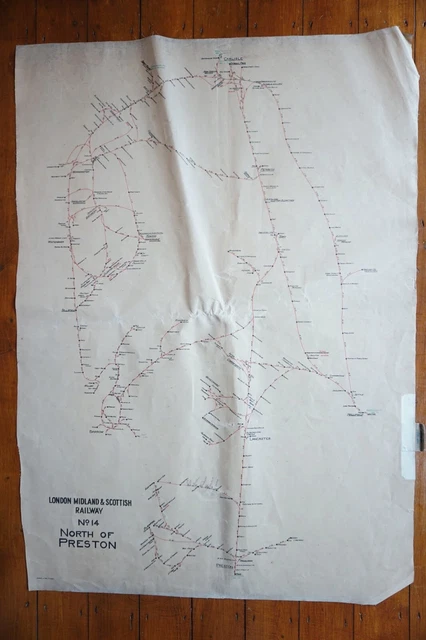 LMS RAILWAY LARGE Linen Route Map North of Preston EUR 104,92 - PicClick FR