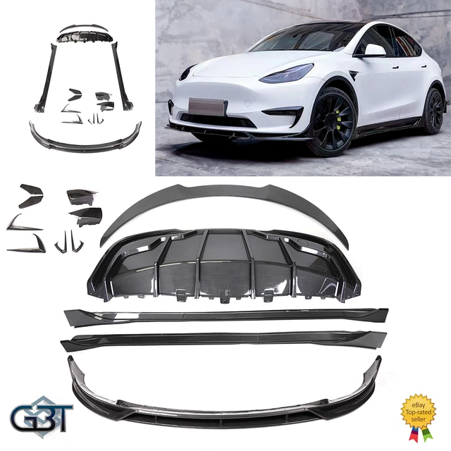 FOR TESLA MODEL Y Bodykit Body Kit Front Lip Diffuser Side Skirt Carbon ...