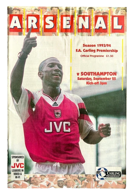 ARSENAL V SOUTHAMPTON Programme dated 25th September 1993 - Pictured £0 ...