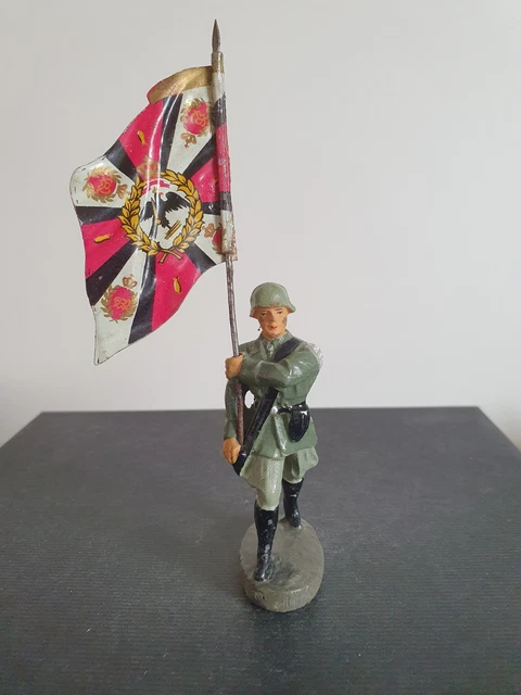 ELASTOLIN LINEOL SOLDAT Fahnenträger Traditionsfahne Militär II. WK Blech Masse EUR 299,99 ...