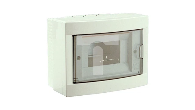 SURFACE-MOUNTED 1-ROW 6-MODULE Distribution Box IP40 Transparent Door ...