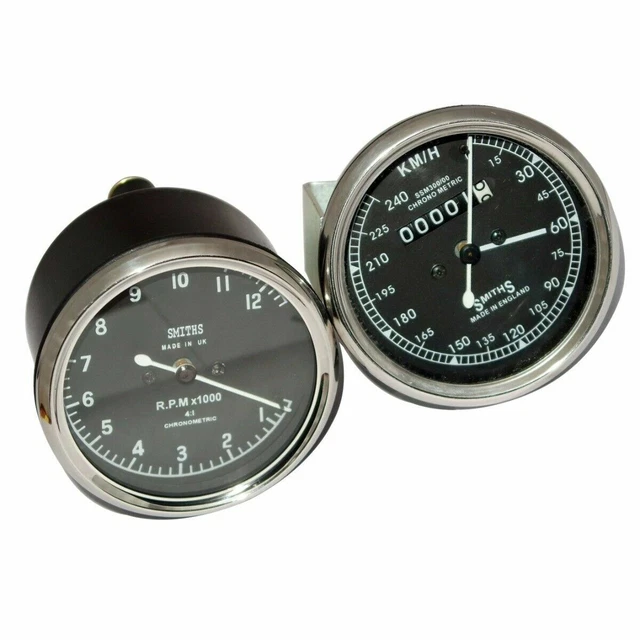 SMITHS REPLICA 0 - 240 KMPH Speedometer RPM Meter Set For BSA Vincent ...