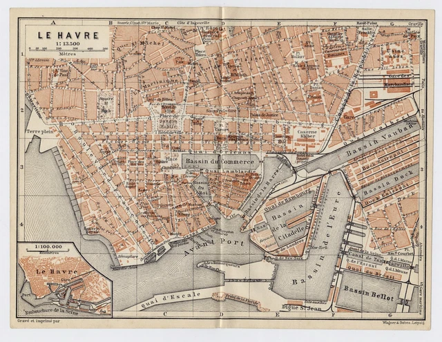 1910 ORIGINAL ANTIQUE Map Of City Of Le Havre / France £15.77 - PicClick UK