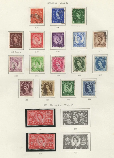 Great Britain 1952 78 Queen Elizabeth Ii Postage Stamp Used Collection