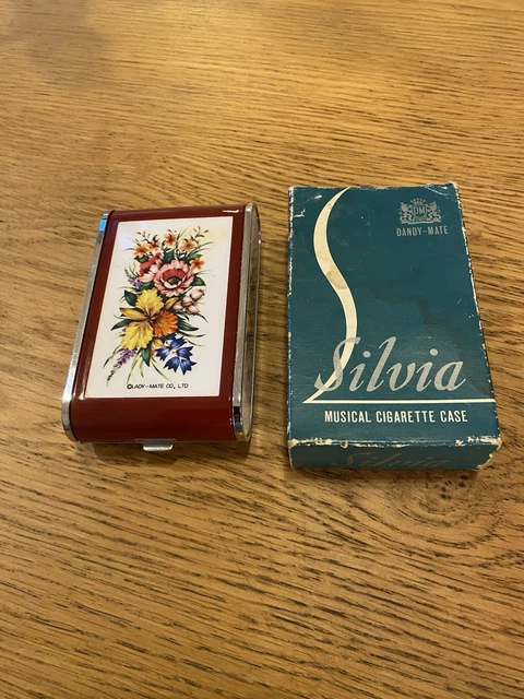 VINTAGE DANDY-MATE SILVIA Cigarettes Case Compact Music Box Speak ...