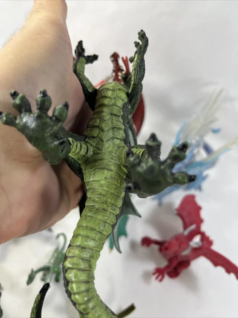 DRAGON LOT OF 11 Safari Schleich Unmarked Plastoy Red green blue silver ...