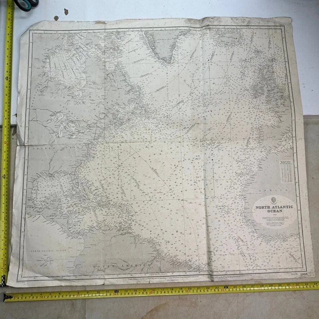 ORIGINAL WW2 1941 British Royal Navy Nautical Map of North Atlantic ...