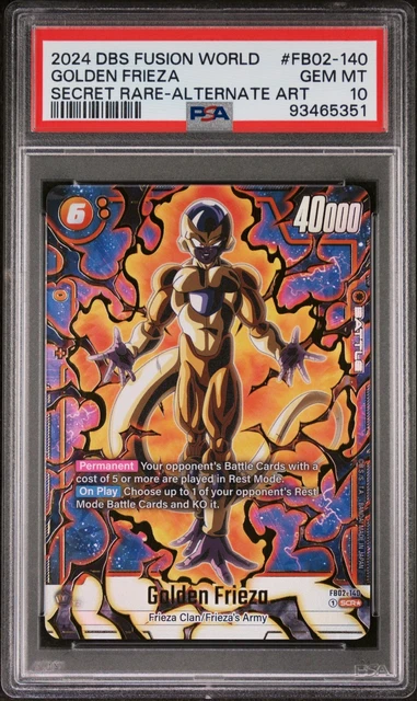 DRAGON BALL SUPER Fusion World Golden Frieza Secret Alt Art Holo PSA 10 ...