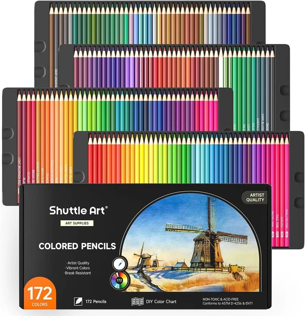 172 COLORED PENCILS, Soft Core Color Pencil Set for Adult Coloring ...