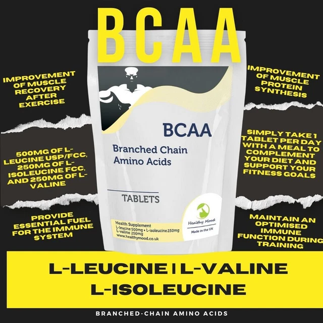 BCAA L-LEUCINE L-ISOLEUCINE L-valine 60 Tablets LetterBox Friendly 💌 £7 ...