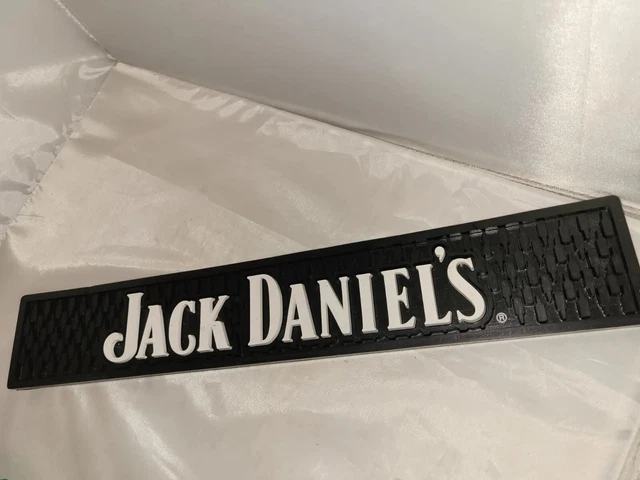 SET OF 5 JACK DANIELS AND COKE BLACK RUBBER BAR Rail Spill MATS DECOR ...