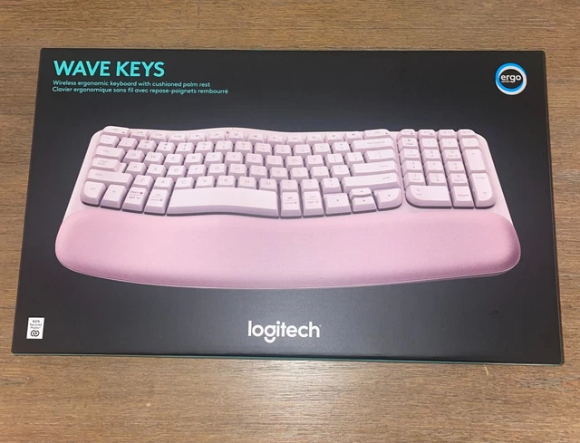 LOGITECH WAVE KEYS Wireless Ergonomic Keyboard For Windows/Mac Rose ...