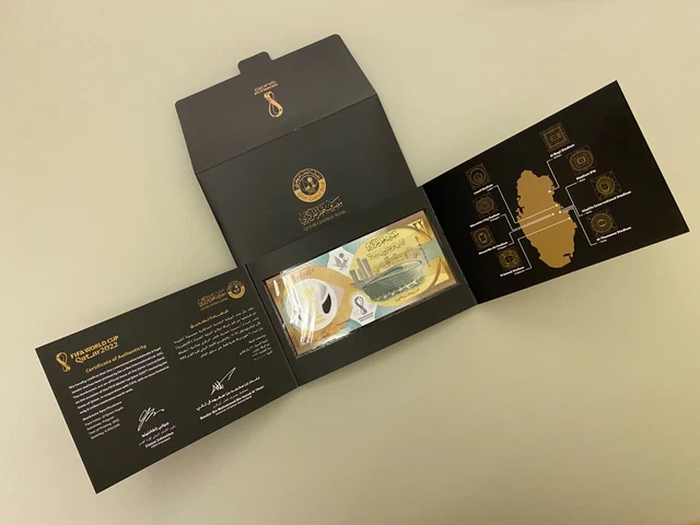 QATAR 22 RIYALS polymer banknote FIFA 2022 WORLD CUP, certificate and ...