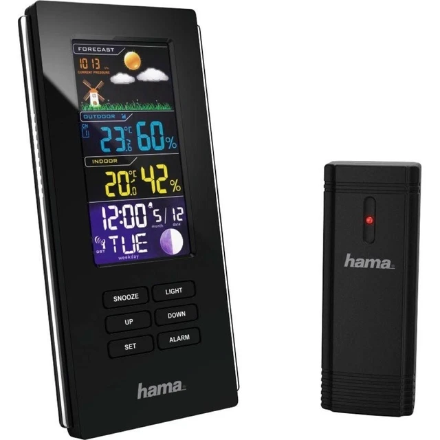 HAMA COLOR EDGE Wetterstation schwarz Hygro-Thermometer DCF-Funkuhr ...