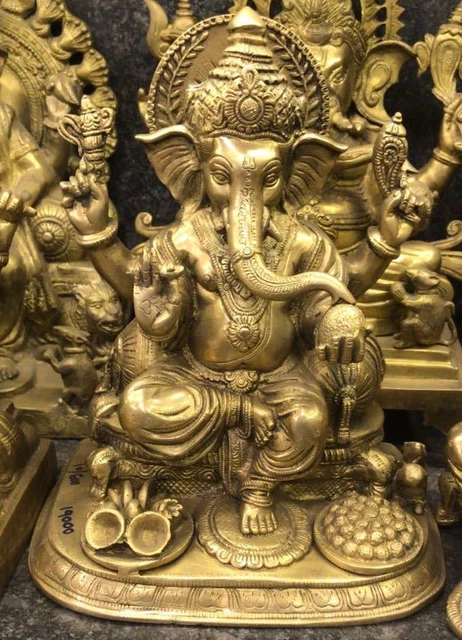 GANESHA STATUE EN BRONZE GRAND GANESH 10,6 kilos FAIT MAIN INDE SHIVA ...