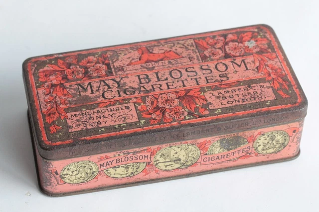 MAY BLOSSOM LAMBERT & Butler London Sheet Metal Cigarette Box (64693) £ ...