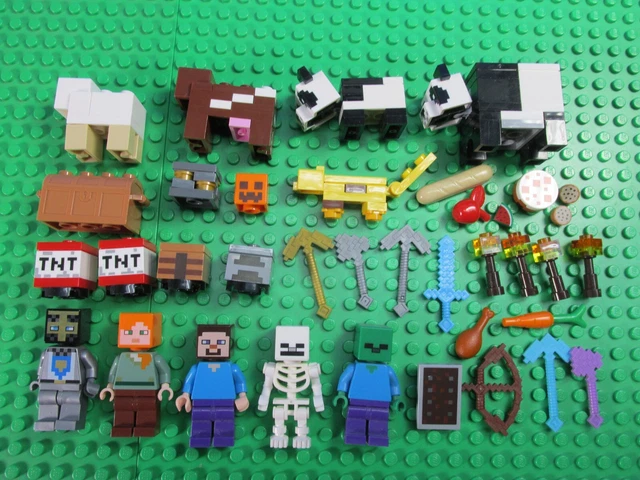 LEGO MINECRAFT MINIFIGURE BUNDLE set lot TNT STEVE CREEPER ALEX ZOMBIE ...