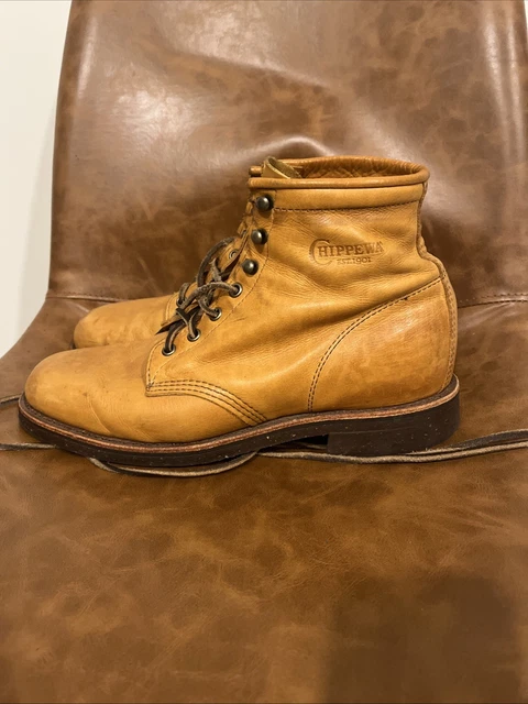 CHIPPEWA MEN’S BOOTS 10 Honeycomb Tan Leather Made In USA £204.84 ...