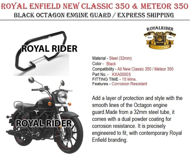 FITS ROYAL ENFIELD New Classic 350 & Meteor 350 BLACK OCTAGON ENGINE ...