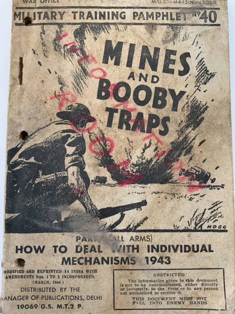 RARE WW2 1943 mines and booby traps manual, SOE , special forces etc £ ...